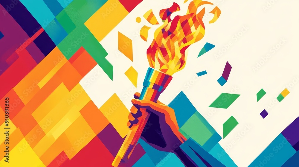 Torch of Hope: A Symbol of Unity and Celebration - A hand holding a ...