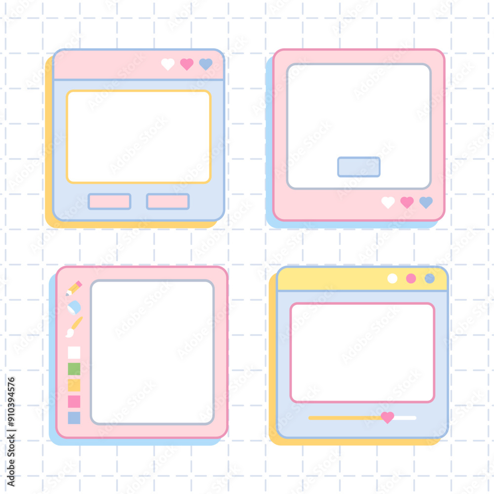 pastel computer window bullet journal frame collection set Stock Vector ...