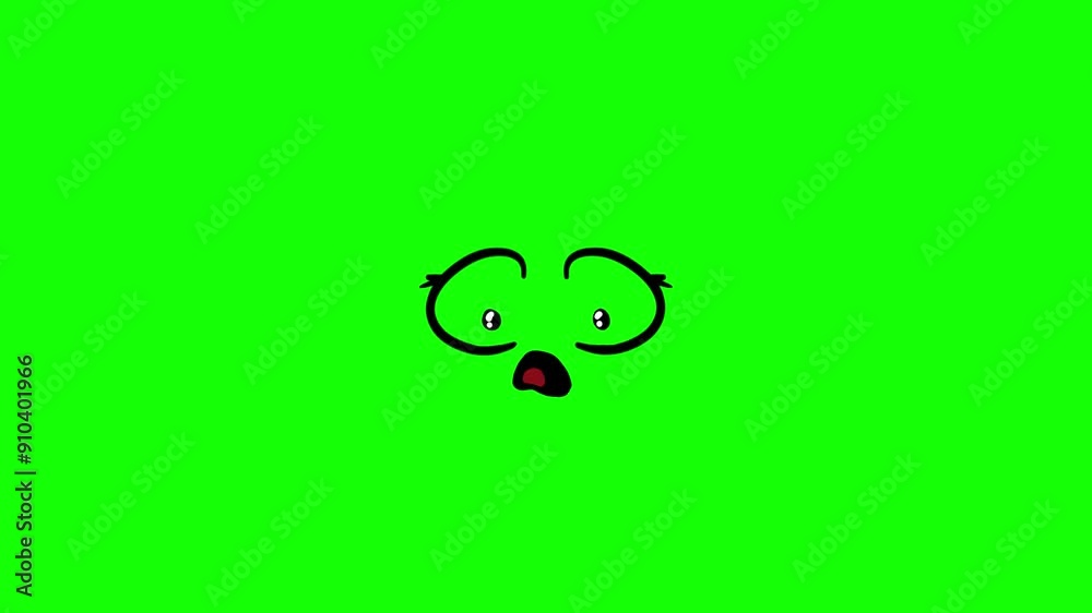 Vídeo do Stock: Scared Cartoon Face Reaction Animation on Green Screen ...