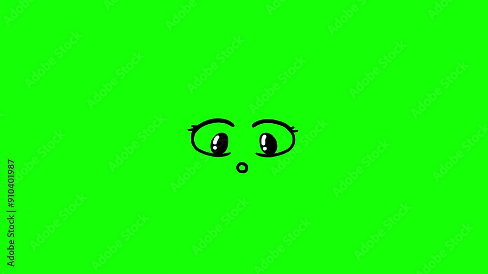Surprised Cartoon Face Reaction Animation on Green Screen Background ...