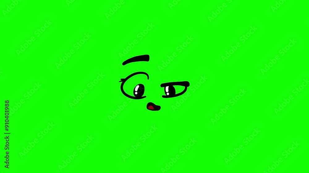 What Cartoon Face Reaction Animation on Green Screen Background: 4K ...