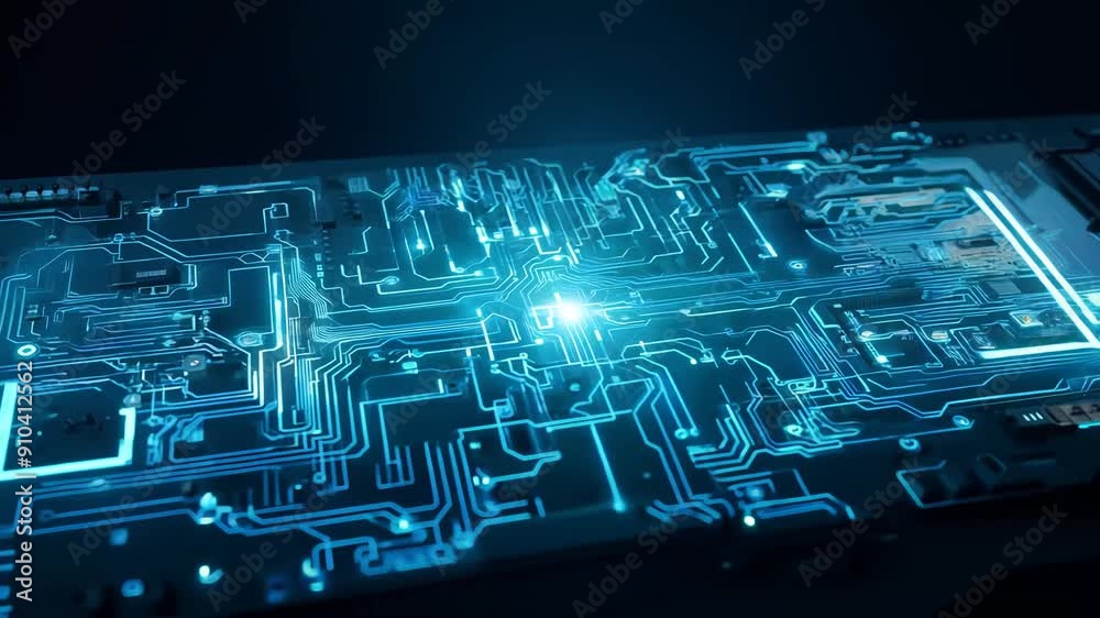 Visualization of advanced technology concept: Circuit board CPU processor and microchip ...