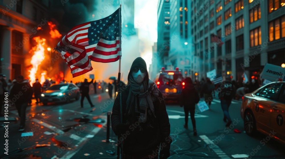 Following the USA presidential election 2024 results, riots occur. A ...