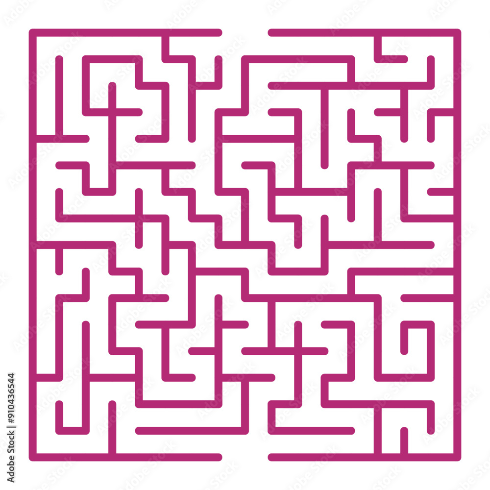 Maze shape design element. There is one entrance and exit and one ...