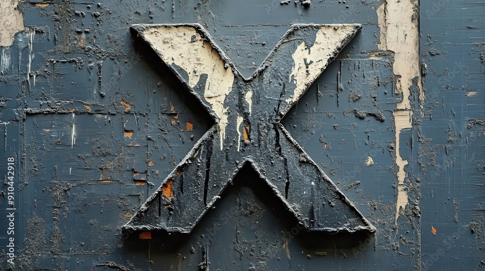 urban graffitistyle letter x spraypainted in bold black strokes on ...