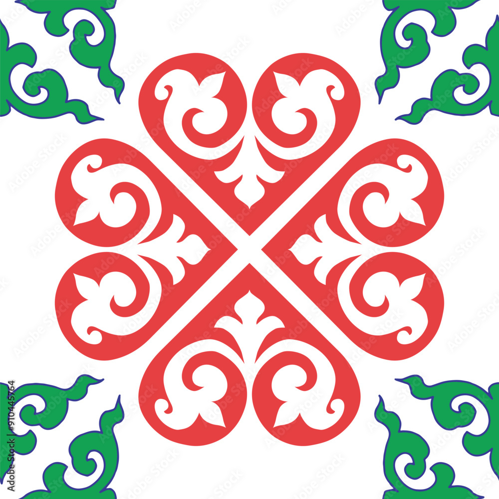 Real Tatar seamless pattern. Islamic tulip, floral geometry. Culture of ...