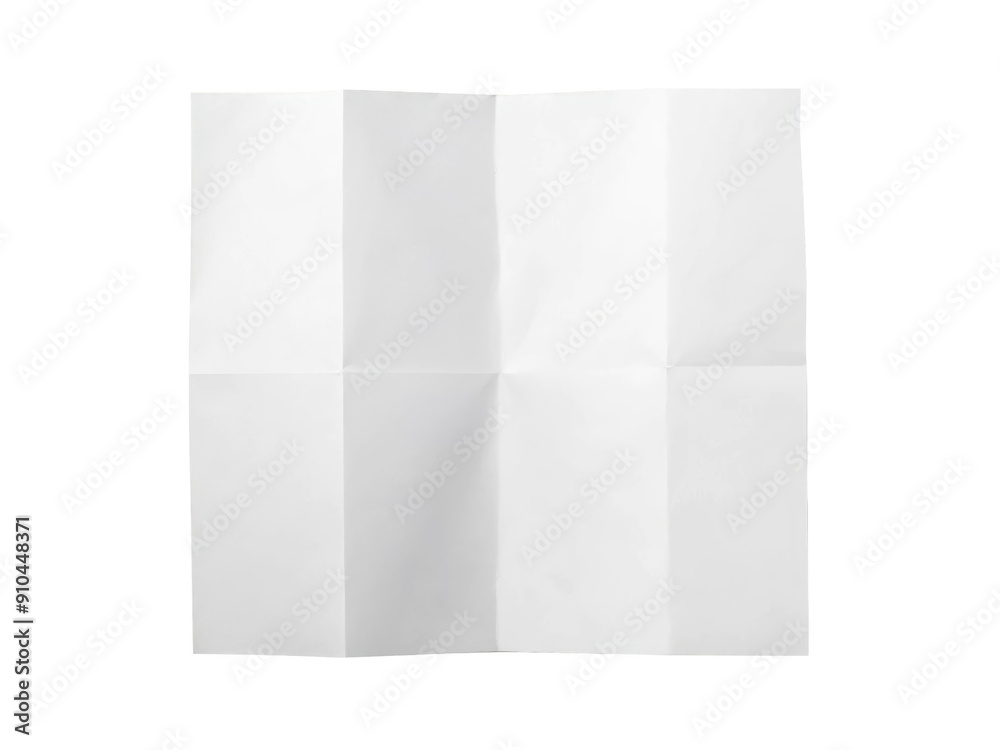 Folded White Paper Sheet, featuring multiple creases, ideal for design ...