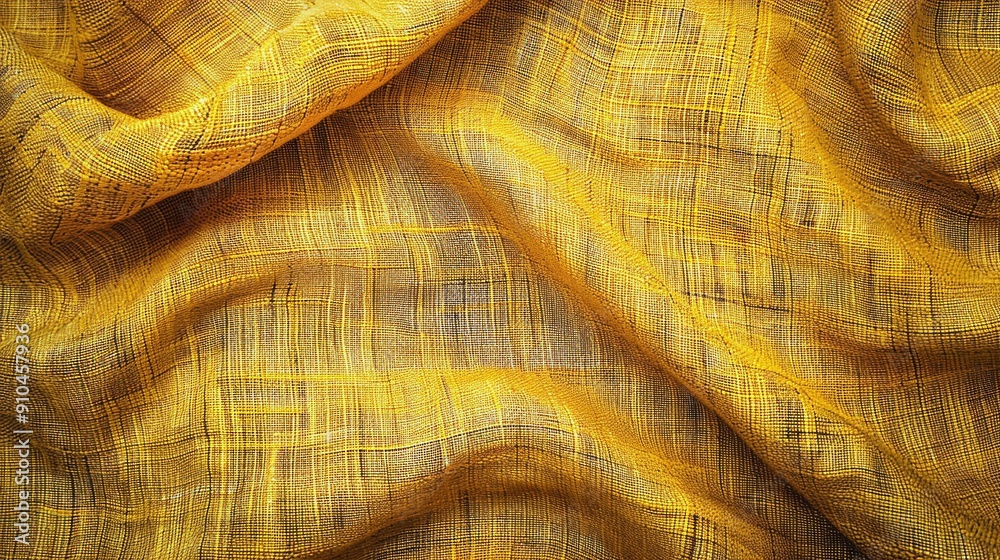 Luxurious yellow fabric with soft folds and crinkles, perfect for ...