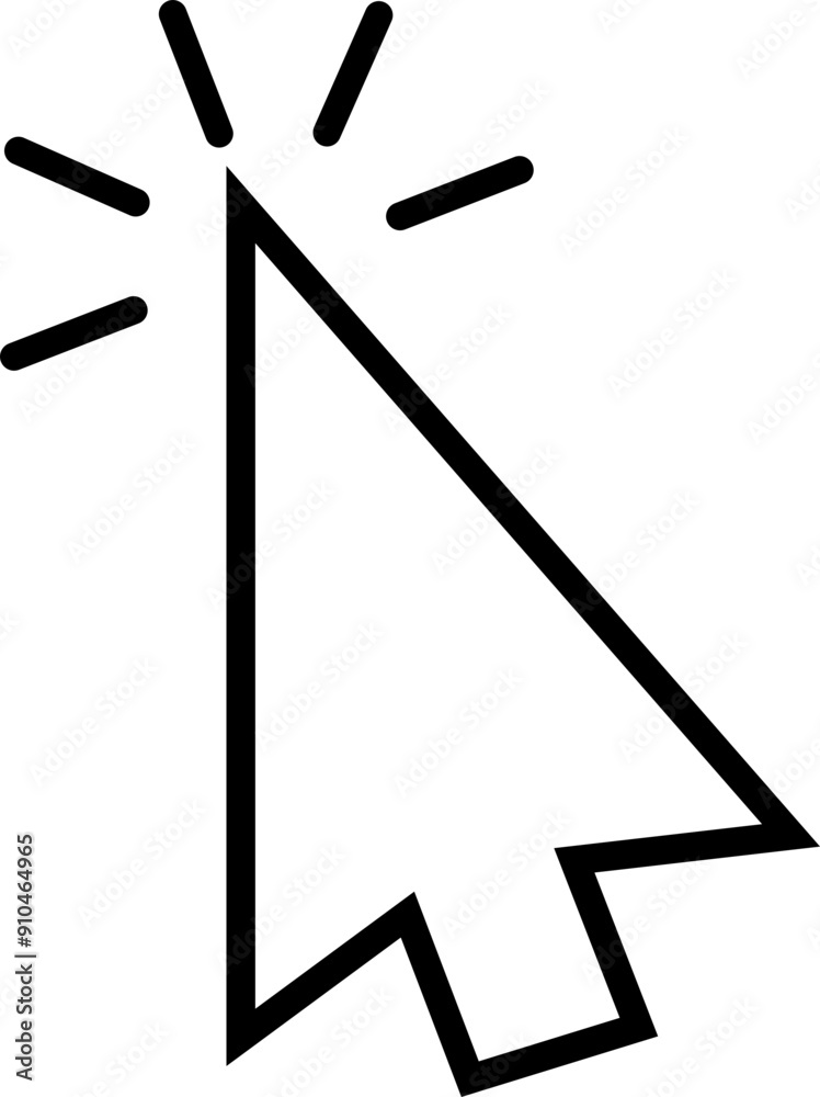 Computer mouse cursor key click slanted black arrow pointer icon in ...