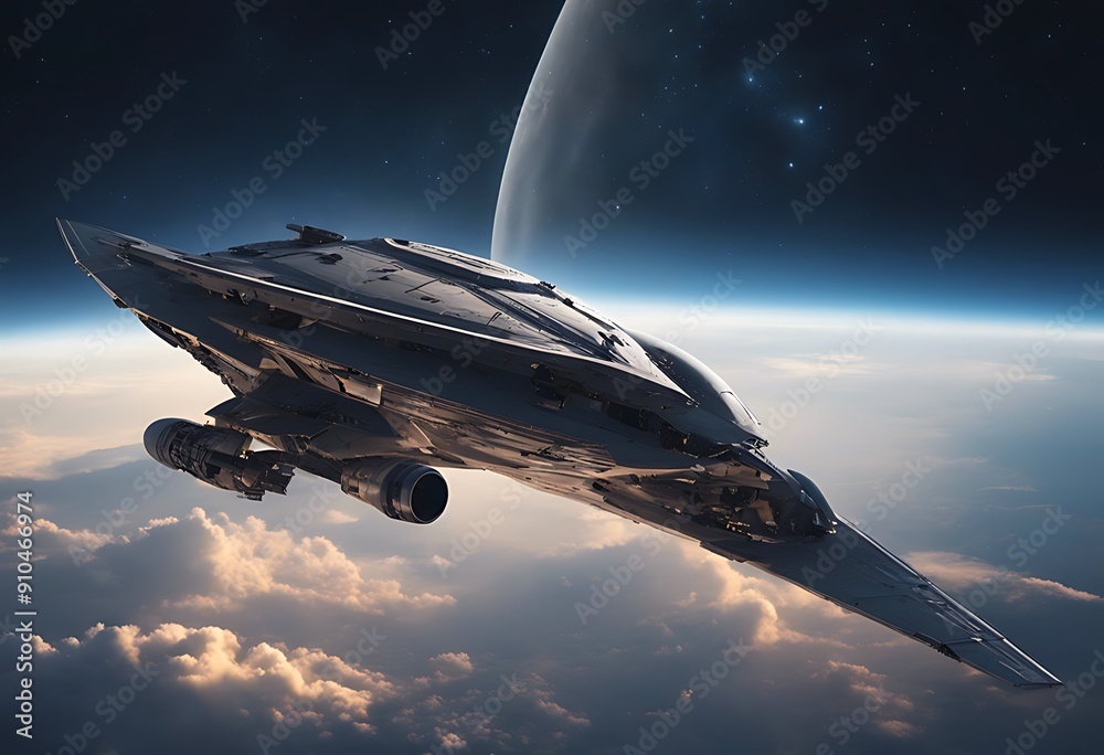 space aircraft exploring ship spaceship three-dimensional background ...