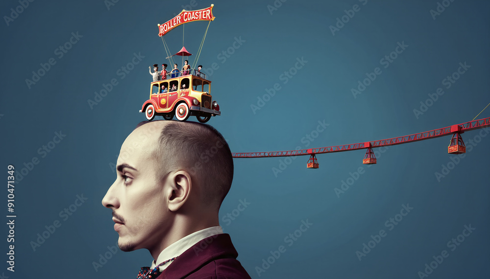 illustrative depiction of a person who almost goes crazy in life and ...