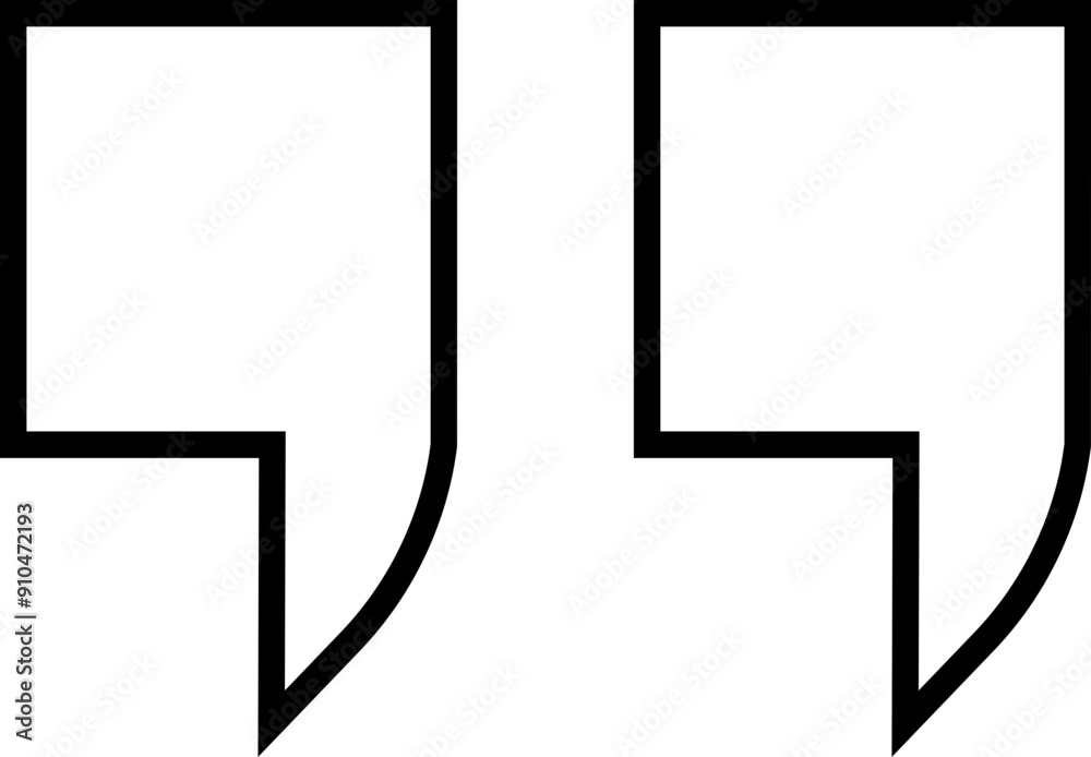 Quote commas icon in line. Quotation sign isolated on transparent ...