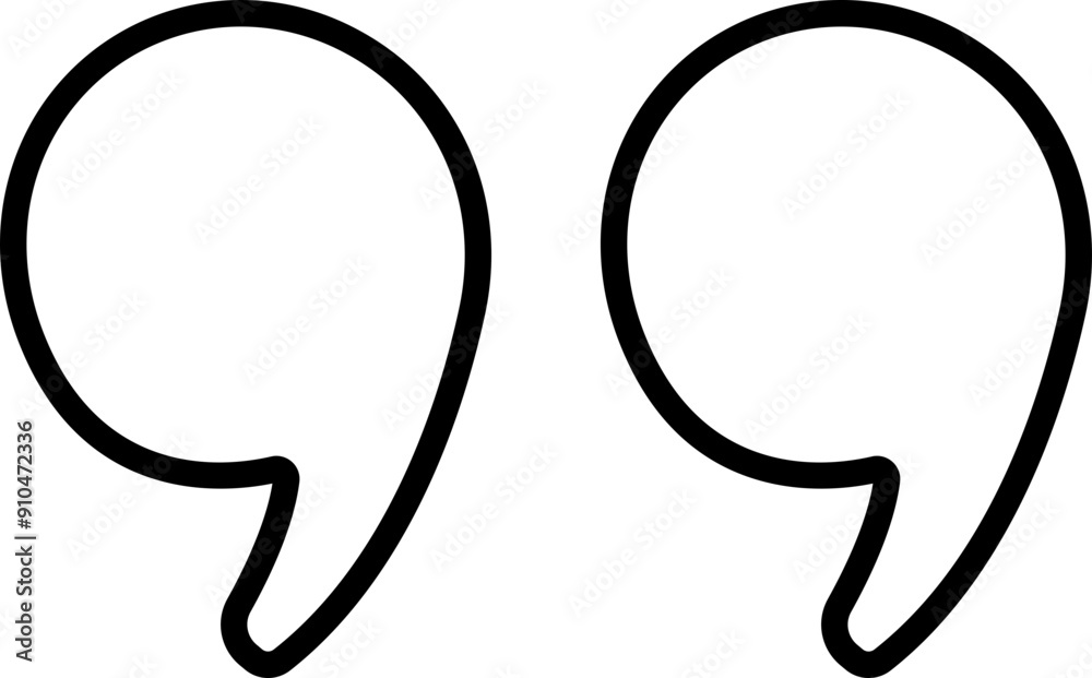 Quote commas icon in line. Quotation sign isolated on transparent ...