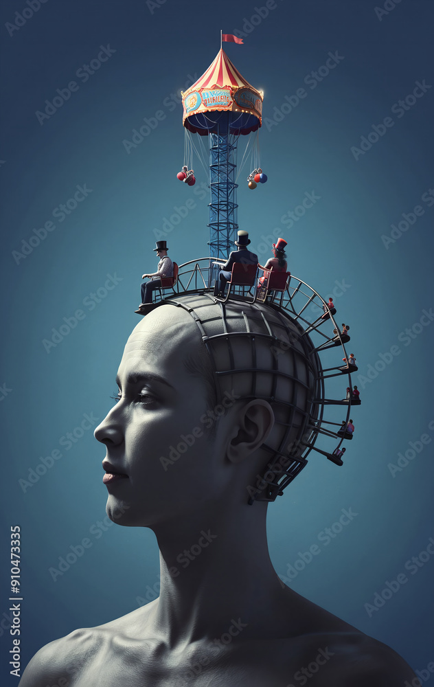 illustrative depiction of a person who almost goes crazy in life and ...