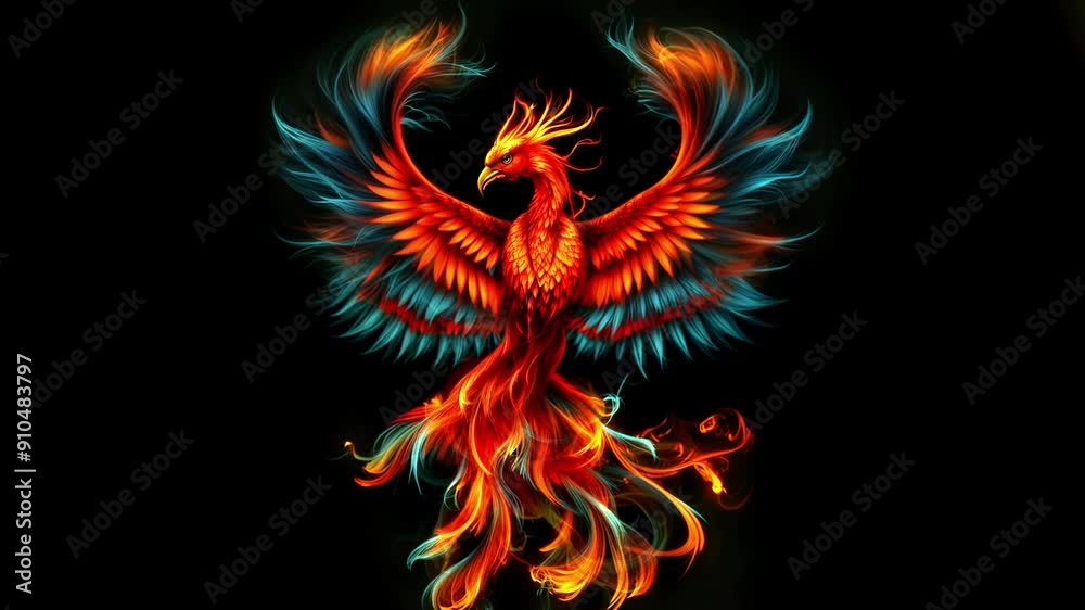 Fiery Phoenix Rises from the Ashes: Animated Loop of a Mythical Bird ...