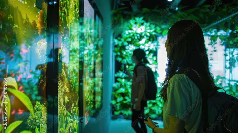 Educational exhibition with interactive displays on carbon footprint ...