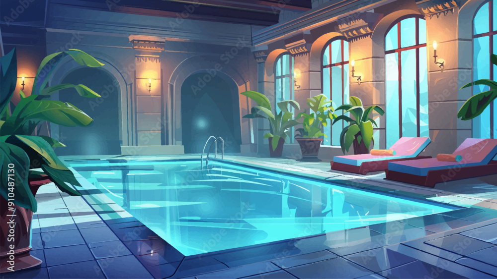 Swimming Pool Interior Cartoon Environment for Adventure Mobile Game ...
