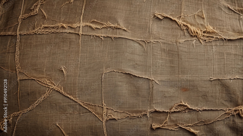 Rugged Fabric Texture with Distressed Wear, Tears, and Visible Fibers ...