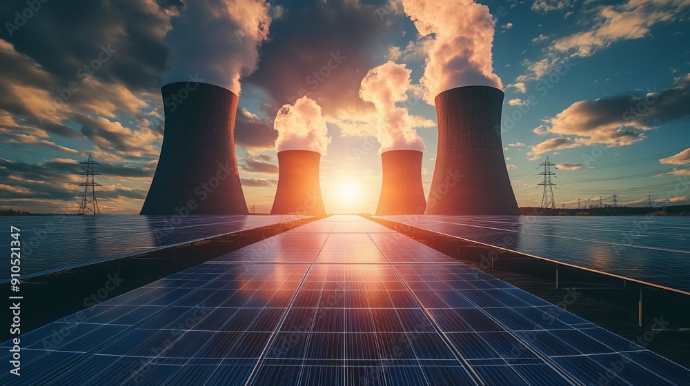 Solar panels and nuclear power plants generate electricity. Solar ...