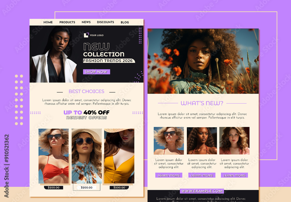 Black And Purple Fashion Collection Modern Ecommerce Website Template ...
