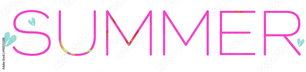 SUMMER - text or word "SUMMER" in a transparent PNG with three small ...