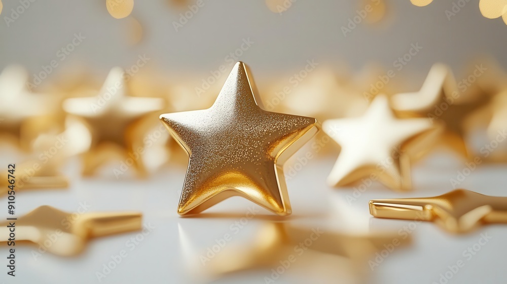 elegant gold star rating system floating in a minimalist white space ...