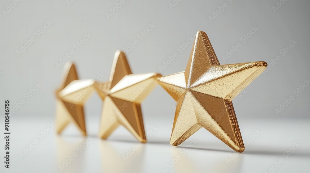 elegant gold star rating system floating in a minimalist white space ...