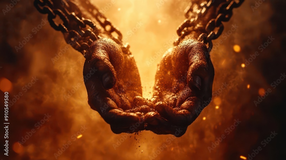 powerful image of hands breaking free from chains symbolizing ...