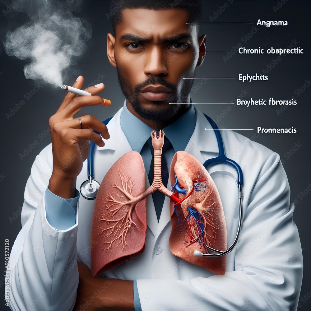 Doctor with Smoker and normal Lung anatomy for Disease. Lung Cancer ...