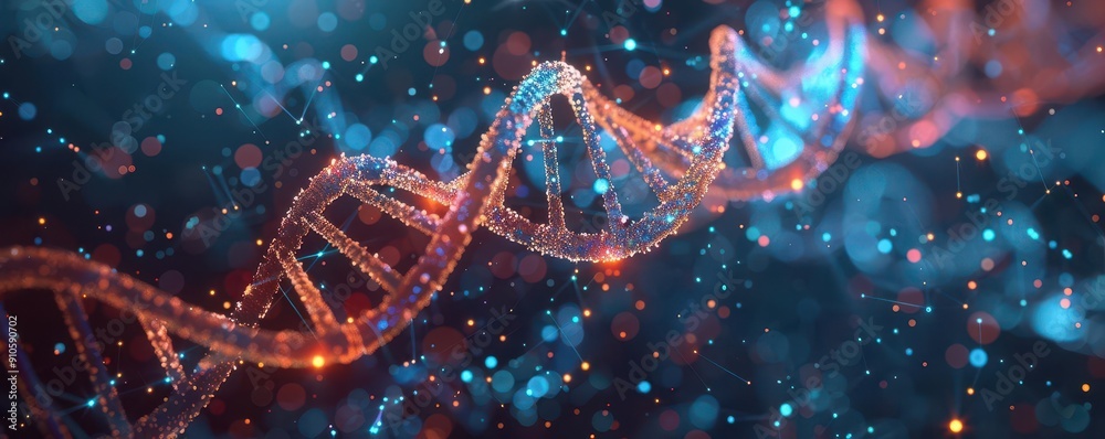 DNA sequencing data, largescale genetic analysis, front view, detailed ...