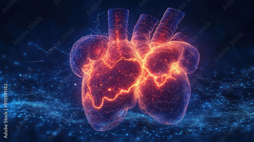 Graphic representation of the heart's electrical conduction system ...