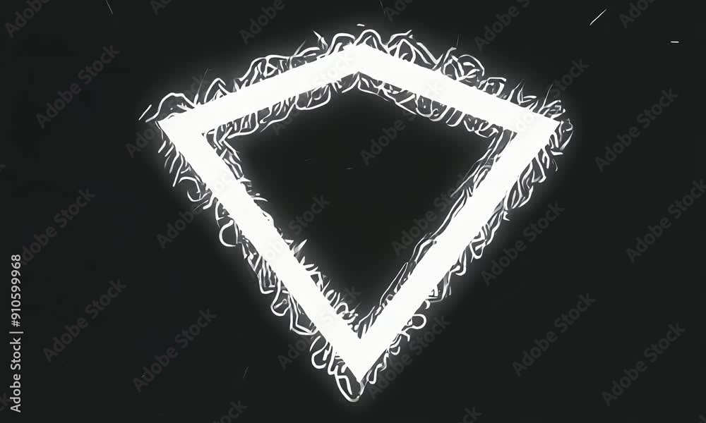 2d White outline wiggly effect animation of polygon shape on black ...