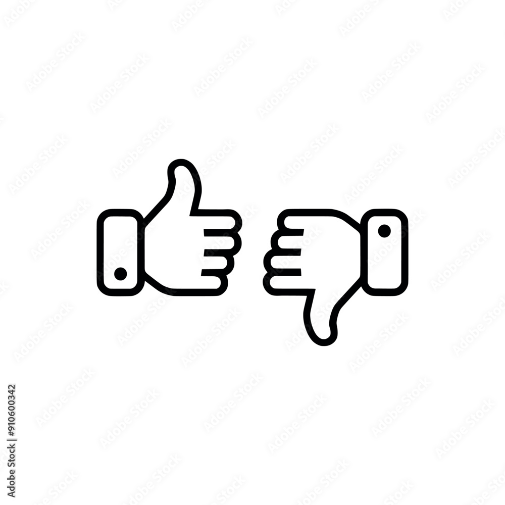 Like and dislike icon. Black outline Like and dislike icon on white ...