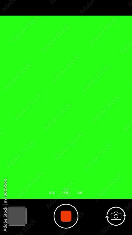 Vertical phone camera recording screen overlay on green background ...