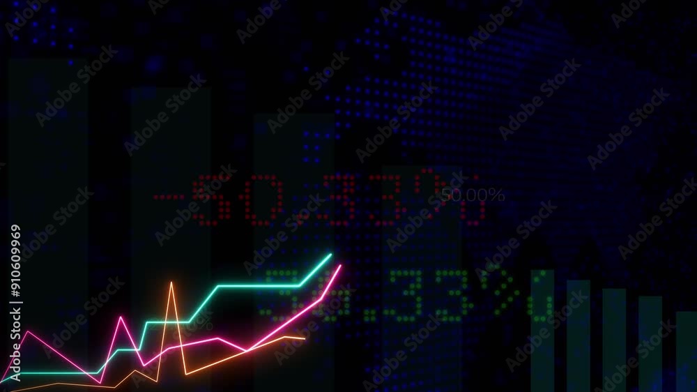 Stock market indicator, graph and overlay for financial sector, economy ...