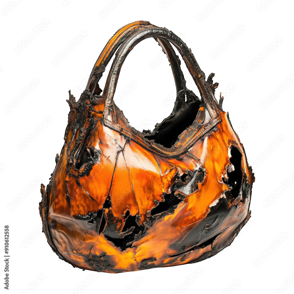 Scorched Handbag With Flames And Melted Parts On Transparent Png ...