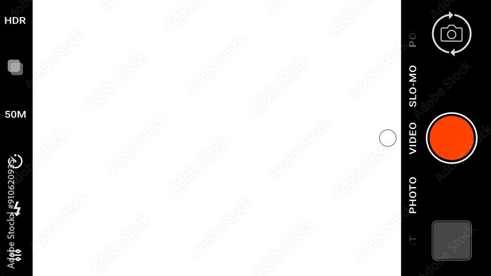 Horizontal phone camera recording screen overlay on transparent ...