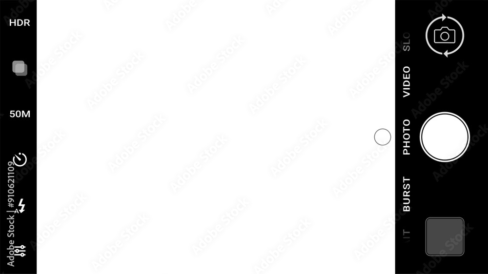 Horizontal phone camera photo screen capture overlay on transparent ...