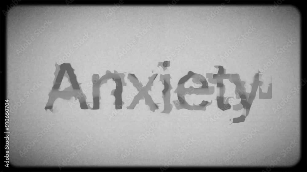 Anxiety text message animation on an old style film frame with ...