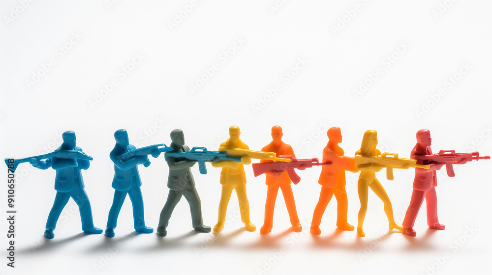 United We Stand: A line of colorful miniature figures, each wielding a ...