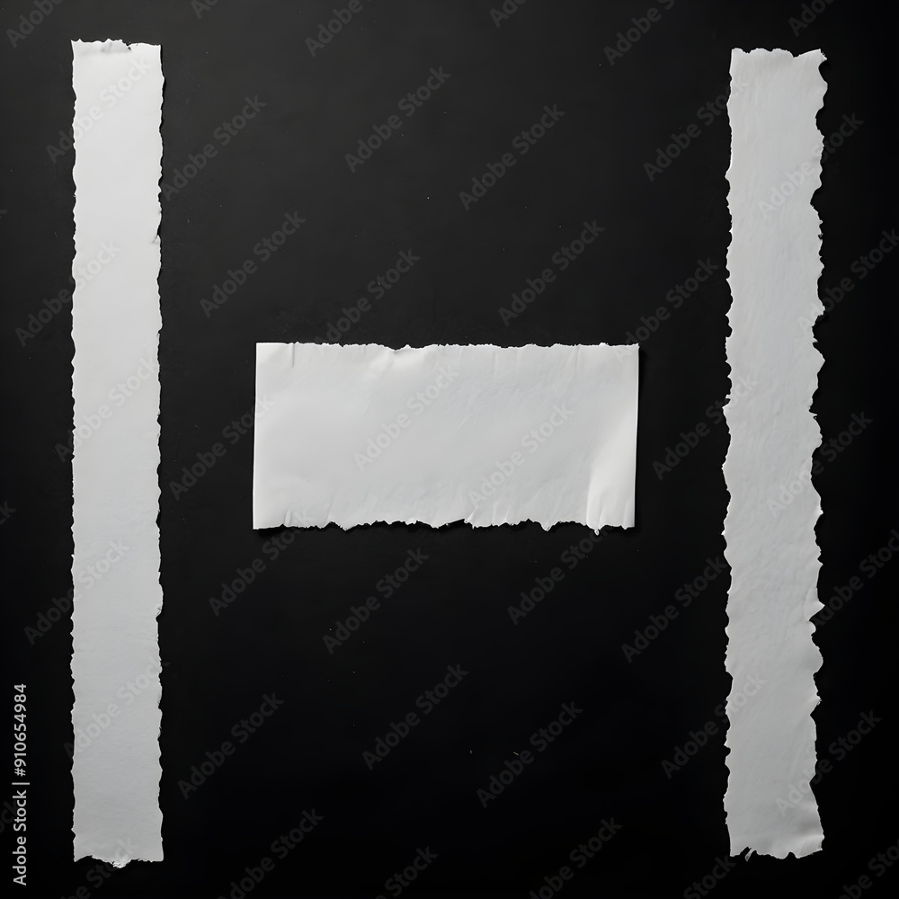 White tear paper with three tear strips Use it to write a message. on a ...