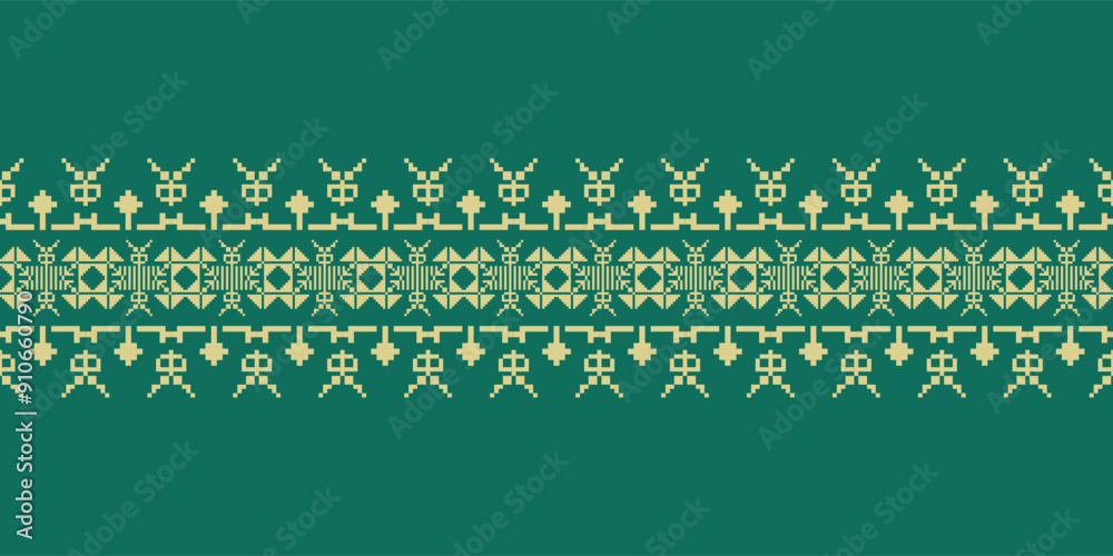 Elegant Textile Border with Floral Motif. Vintage Textile Border for ...
