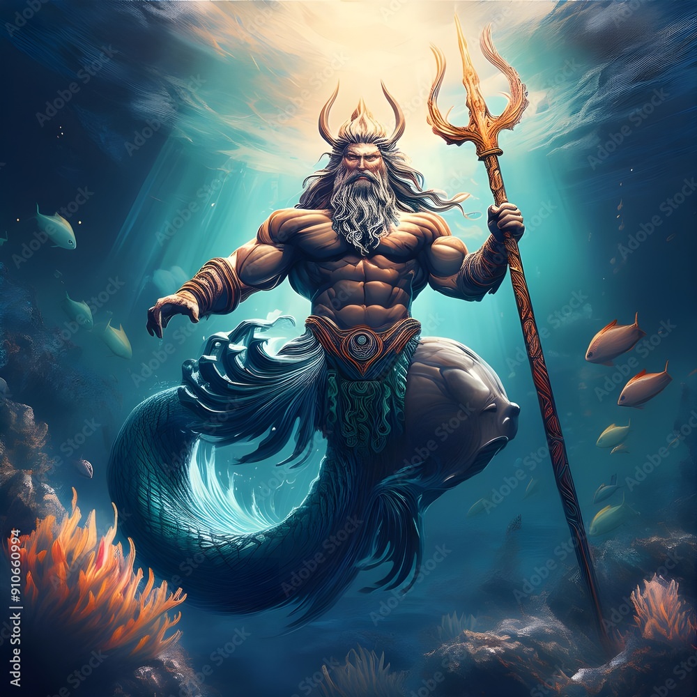 Poseidon, God of the Seas: A majestic and powerful depiction of ...