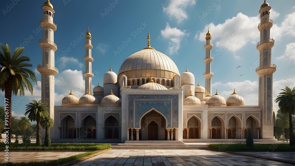 Small mosque exterior design, full white color theme, real estate ...