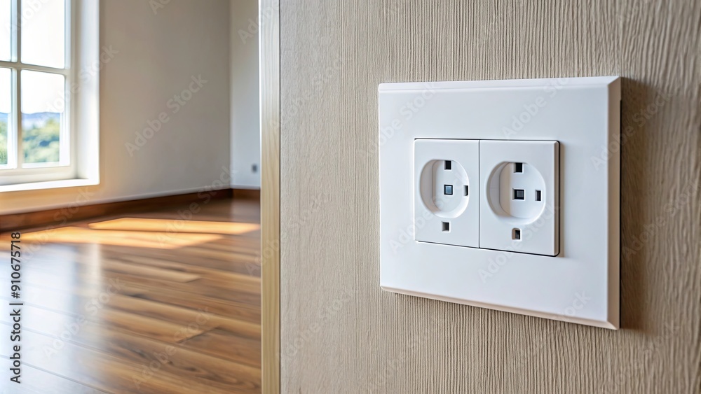 Electrical plug in outlet socket in modern home, electricity, power ...