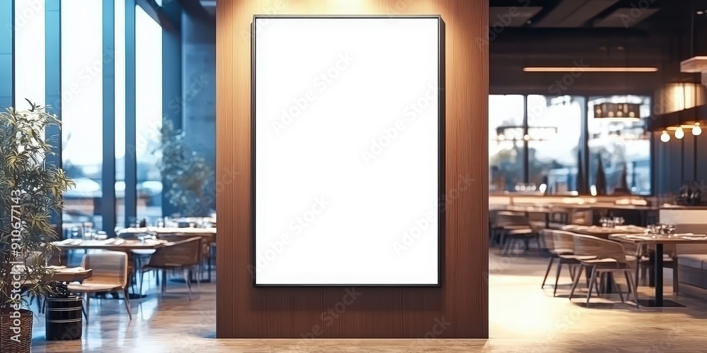 Blank Poster Mockup In A Modern Restaurant Interior,a restaurant with ...