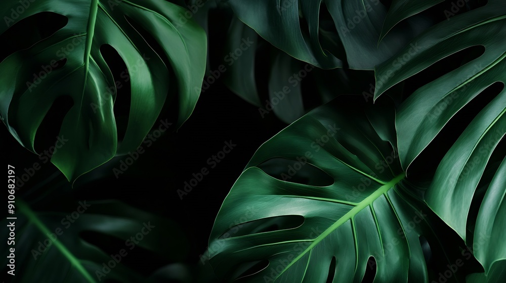 Fresh natural Tropical monstera leaves for zoom meeting background ...