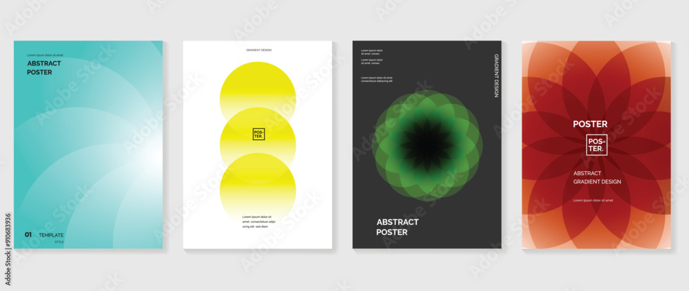 Modern gradient poster background vector set. Minimalist style cover ...