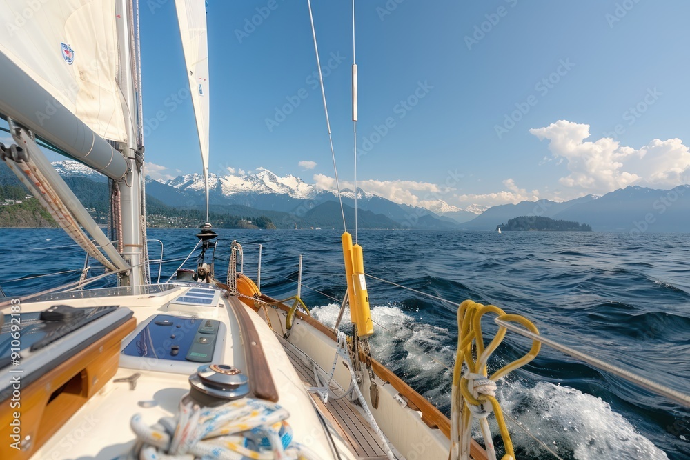 Sailing Against the Wind: Isolated Sailboat Heeling Over with Speed in ...