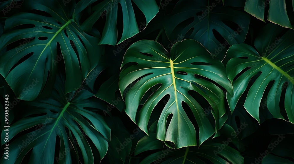 Fresh natural Tropical monstera leaves for zoom meeting background ...
